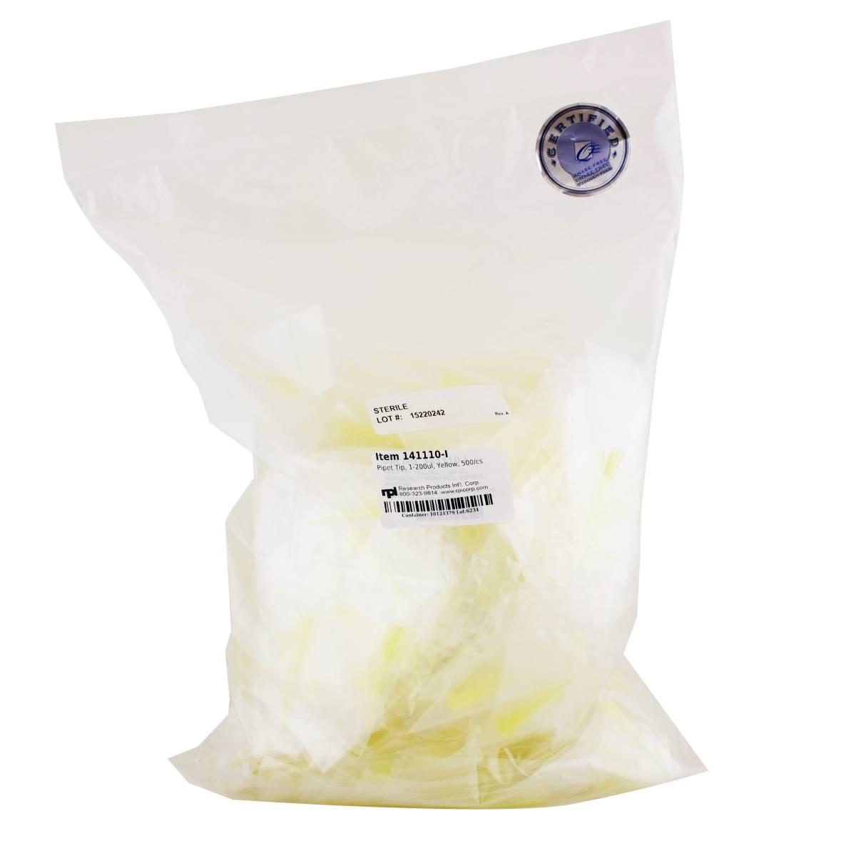141110-I - Pipet Tip, 1 - 200 ul, Yellow, Individually Wrapped, Sterile ...