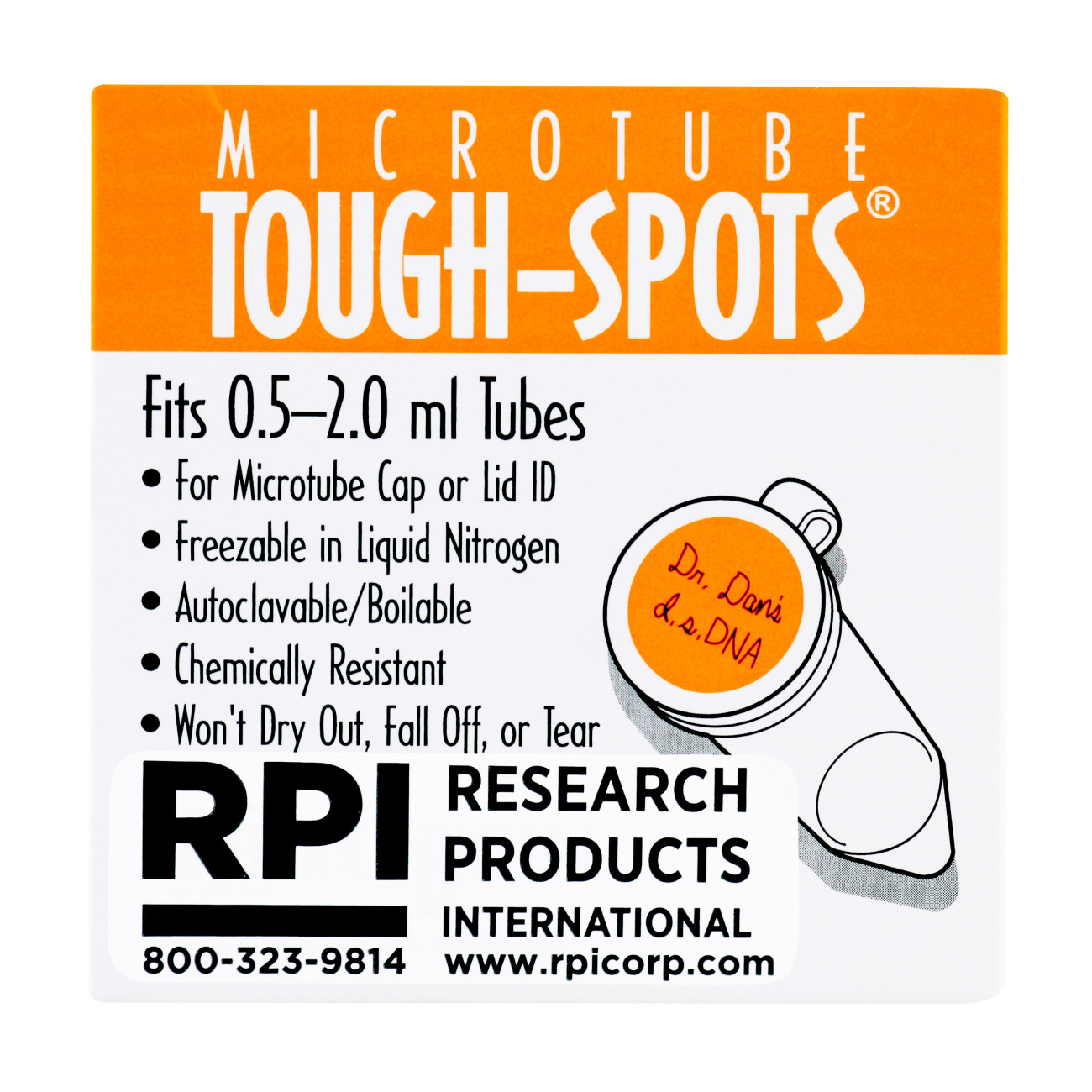 247106O - Tough-Spots, 3/8 Inch Diameter for 0.5-2.0ml Tubes, Orange ...