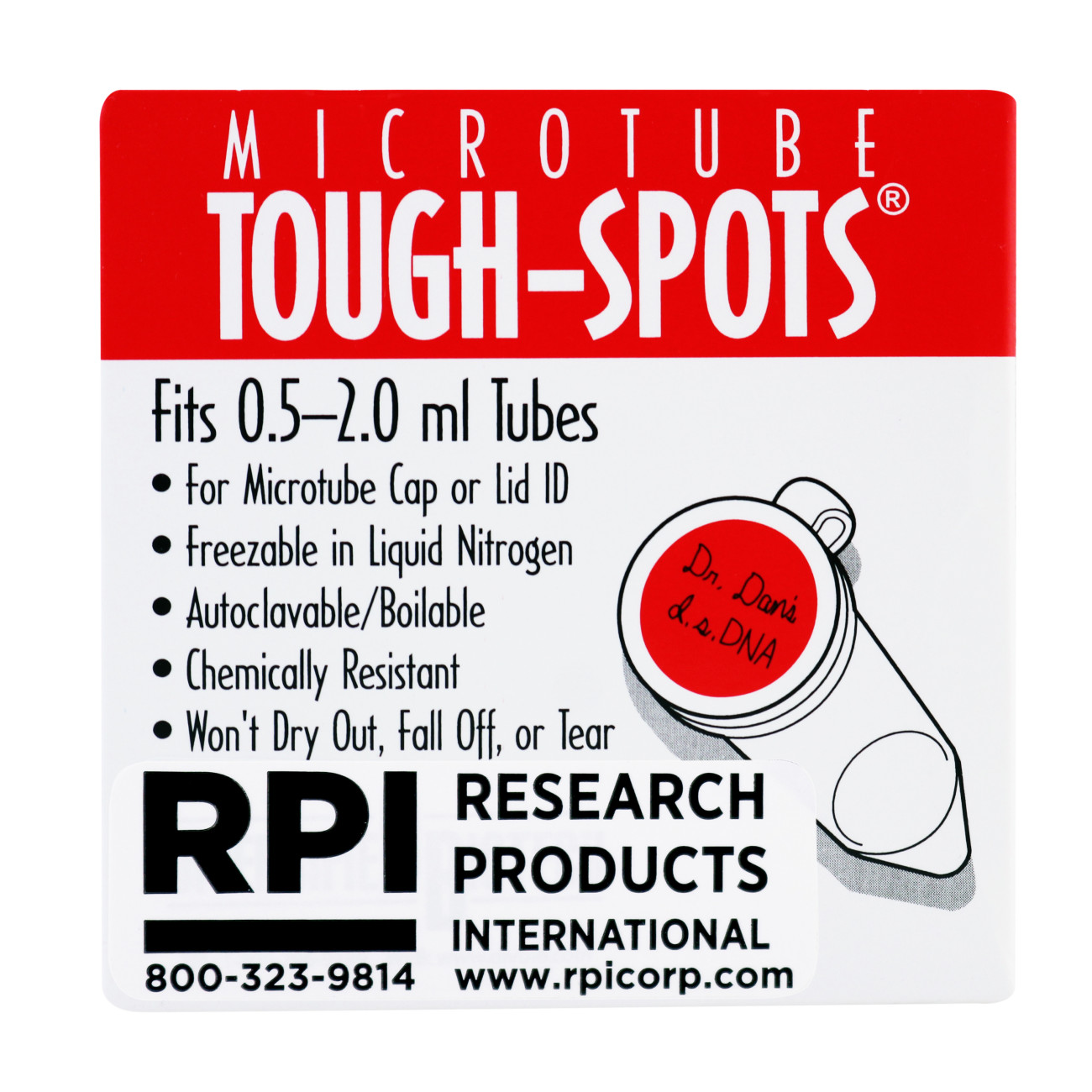247106R - Tough-Spots, 3/8 Inch Diameter for 0.5-2.0ml Tubes, Red ...