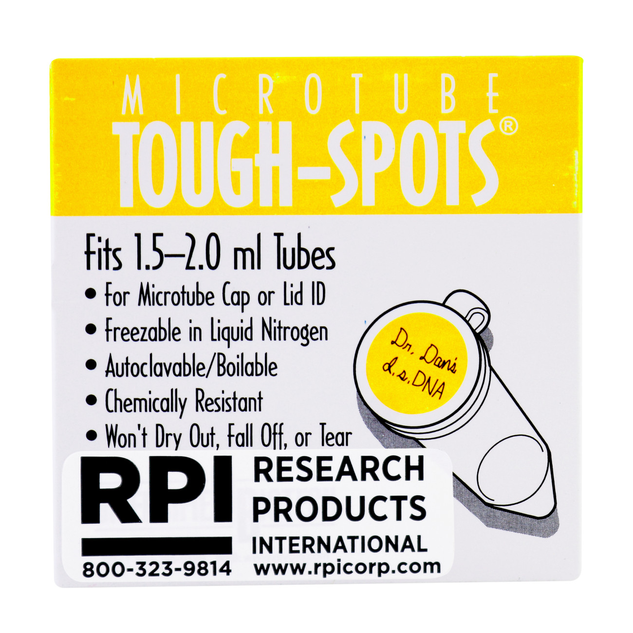 247129Y - Tough-Spots, 1/2 Inch Diameter for 1.5-2.0ml Tubes, Yellow ...