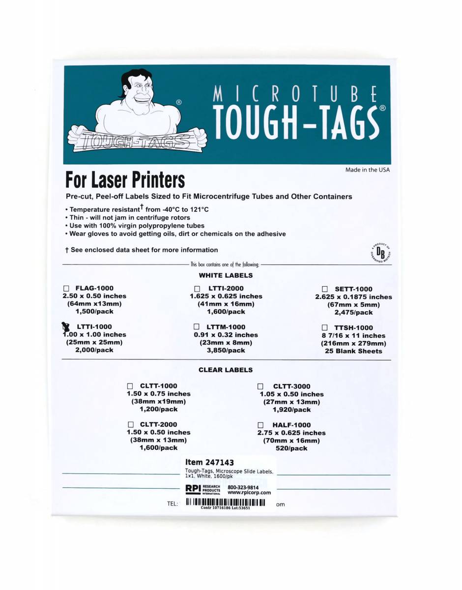247143 - Tough-Tags Microscope Slide Labels, 1.0 x 1.0 Inch, Laser ...