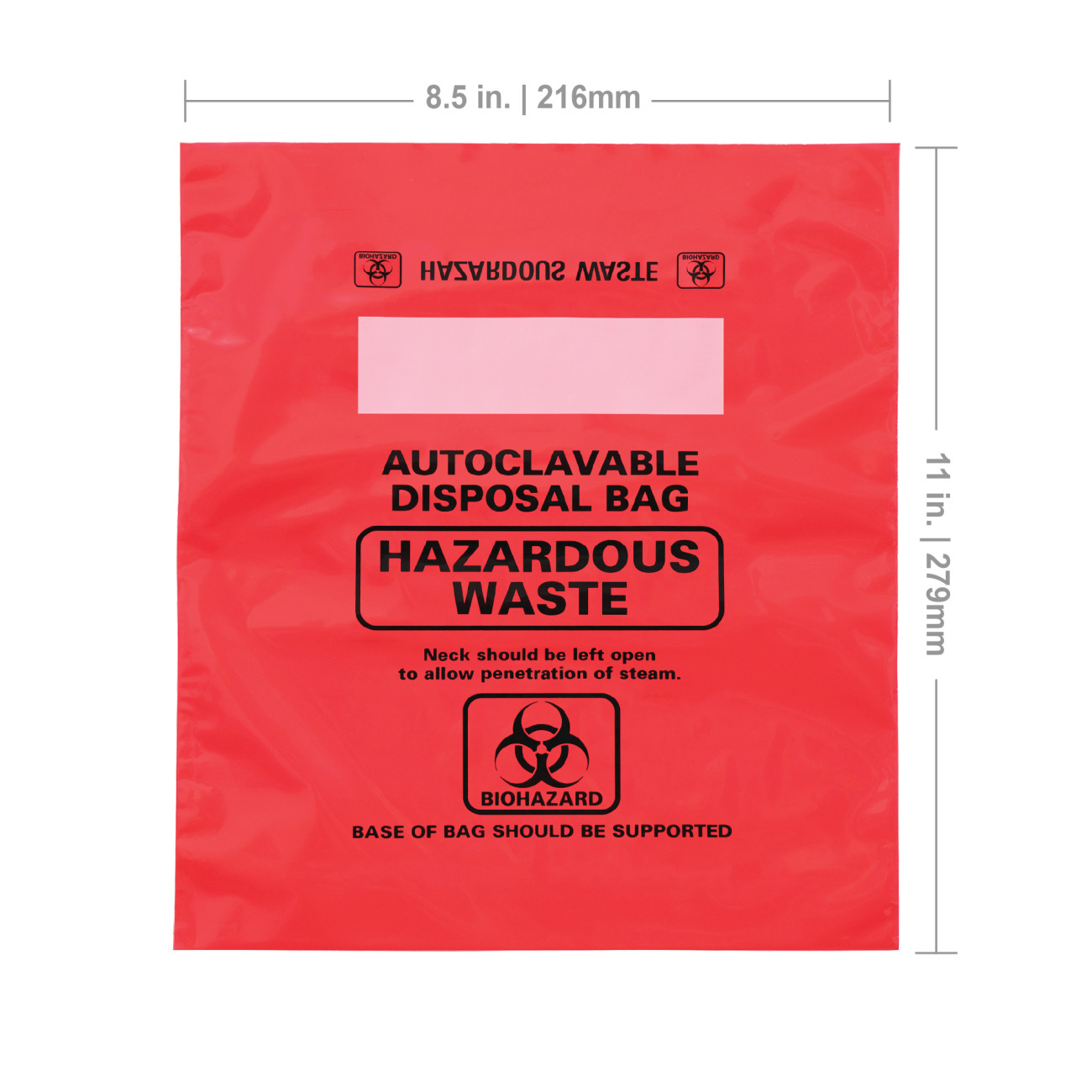 248522 - Red Biohazard Bags, Autoclavable, 8-1/2x11”, 2.25 mil thick ...