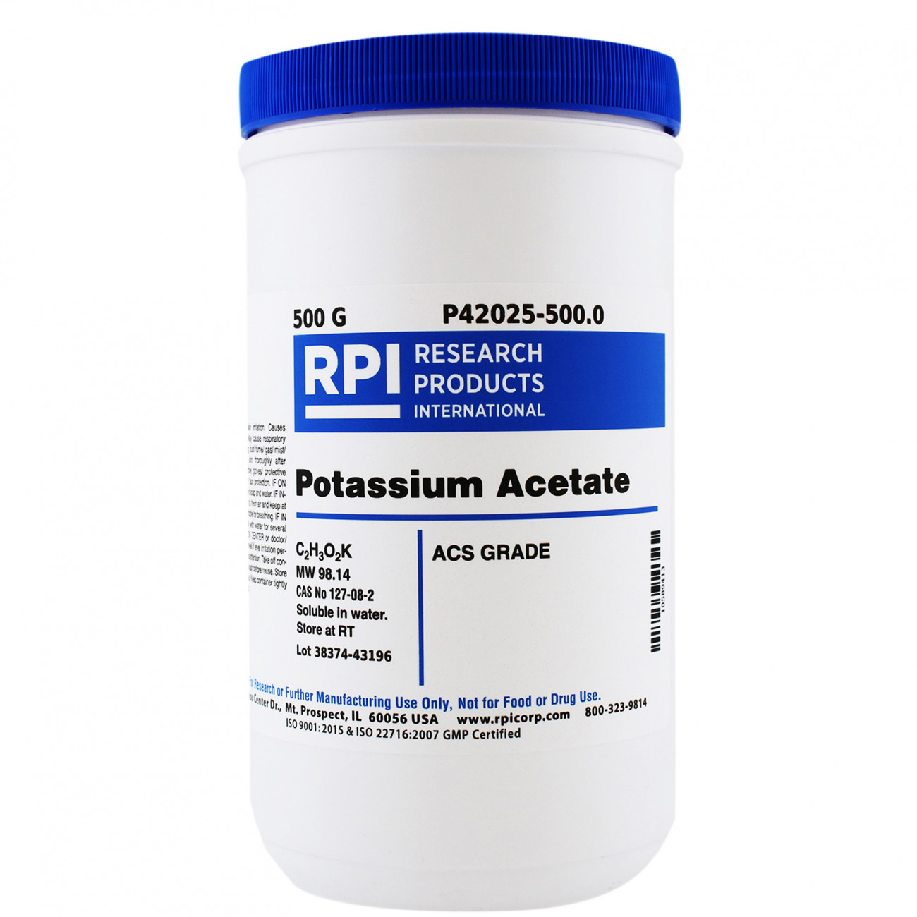 P42025-500.0 - Potassium Acetate, ACS, 500 Grams