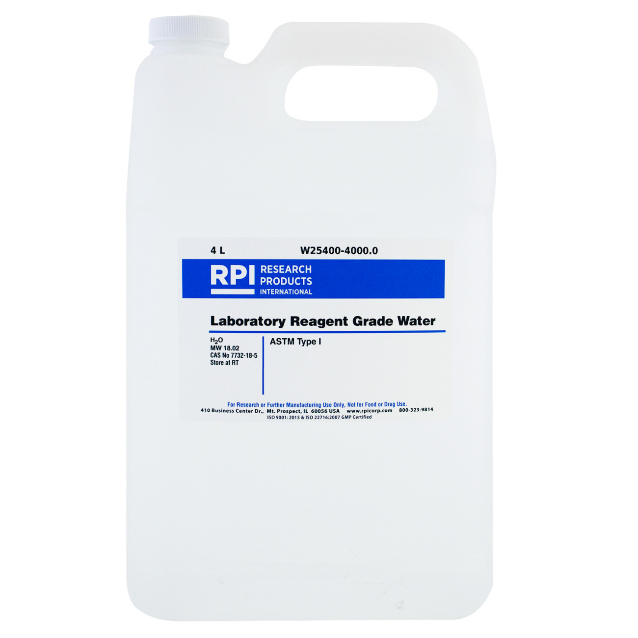 W25400-4000.0 - Laboratory Reagent Grade Water ASTM Type l, 4 Liters