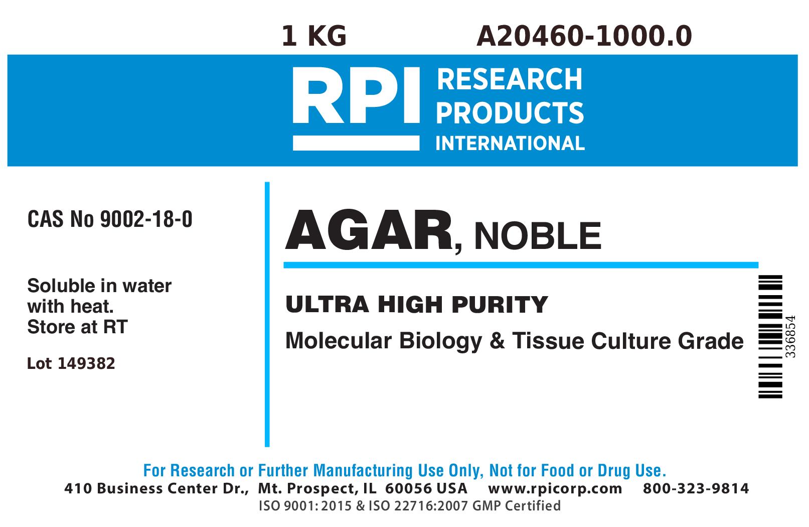 A20460-1000.0 - Agar Noble, 1 Kilogram