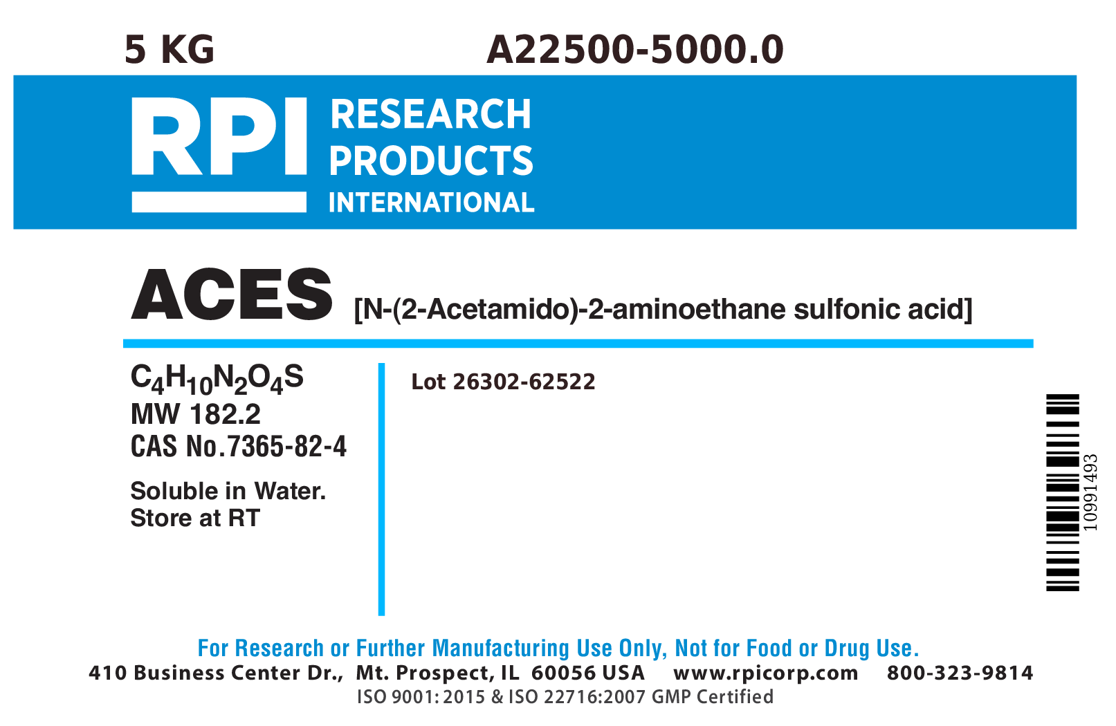 A22500-5000.0 - ACES [N-(2-Acetamido)-2-aminoethane], 5 Kilograms