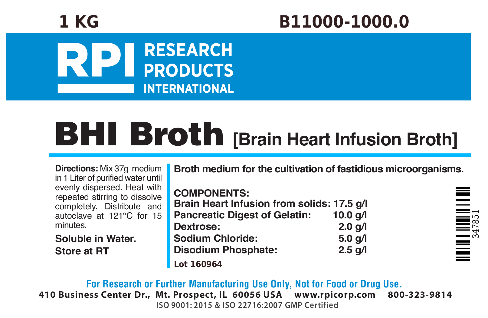 B11000-1000.0 - BHI Broth [Brain Heart Infusion Broth], 1 Kilogram