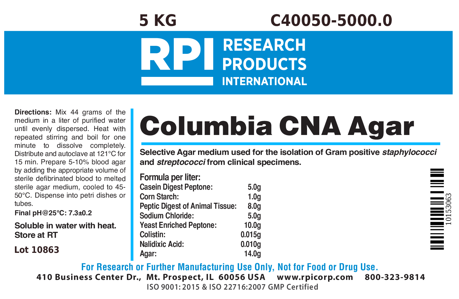 C40050-5000.0 - Columbia CNA Agar, 5 Kilograms
