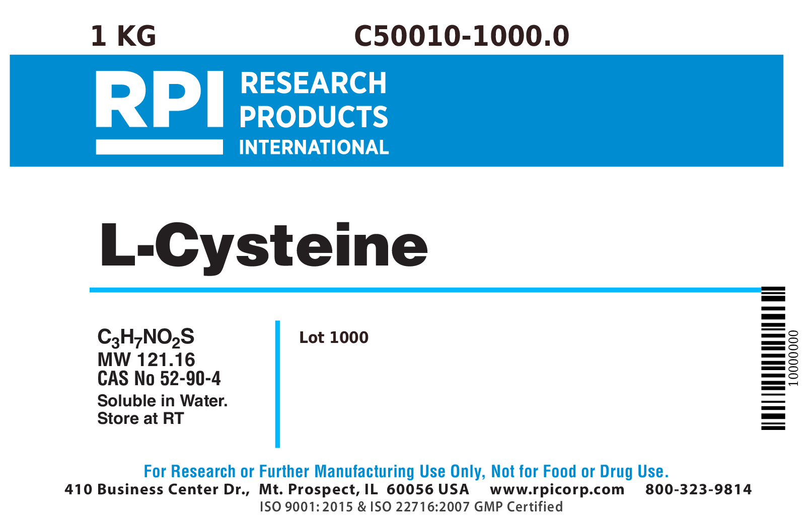 C50010-1000.0 - L-Cysteine, 1 Kilogram