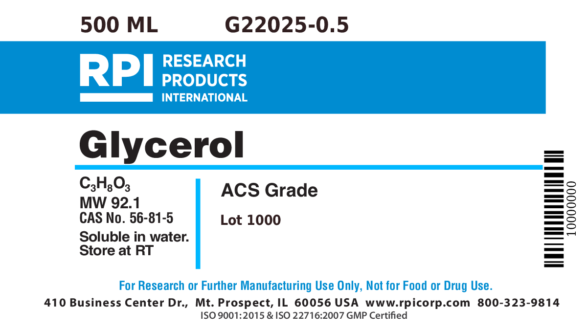 G22025-0.5 - Glycerol, ACS Grade, 500 Milliliters
