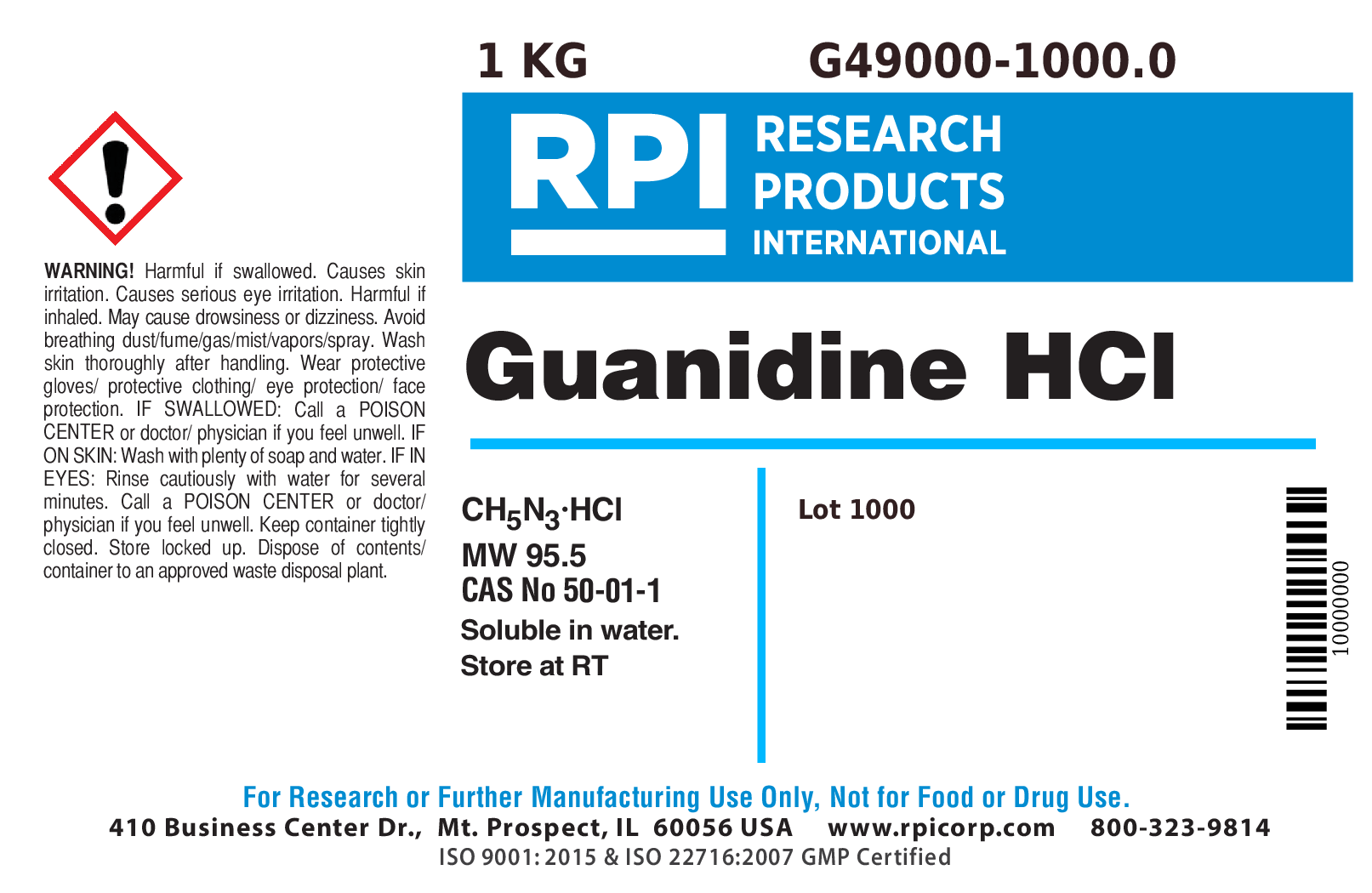 G49000-1000.0 - Guanidine Hydrochloride, 1 Kilogram