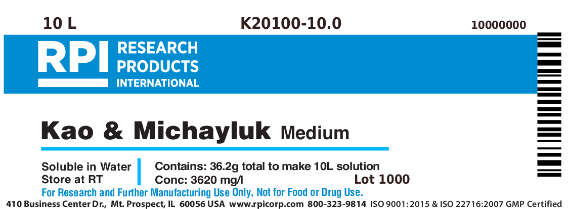 K20100-10.0 - Kao & Michayluk Medium, 36.2g of Powder, Makes 10 Liters