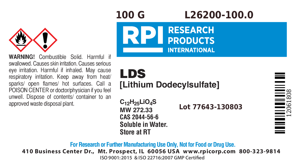 L26200-100.0 - Lithium Dodecyl Sulfate [LDS], 100 Grams