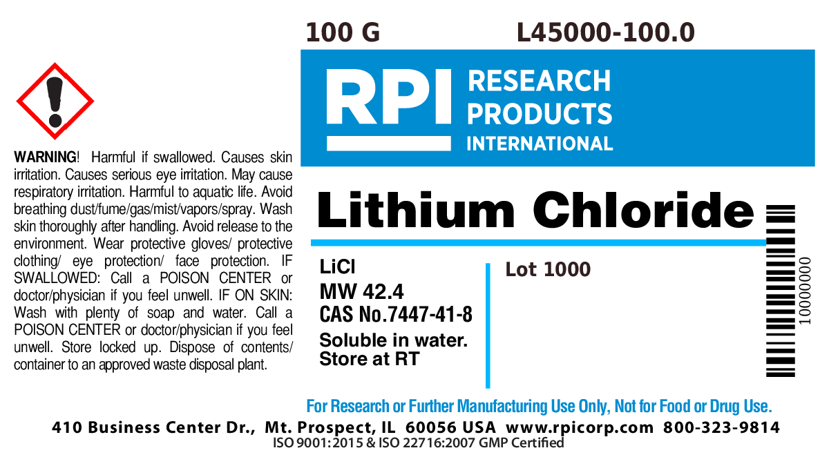 L45000-100.0 - Lithium Chloride, 100 Grams