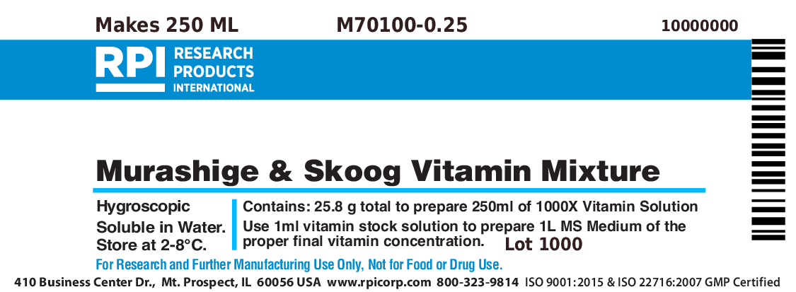 M70100-0.25 - Murashige & Skoog Vitamin Mixture, 25.80 Grams of Powder ...