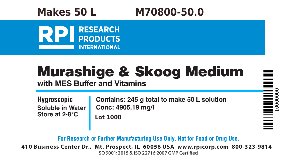 M70800-50.0 - Murashige & Skoog Medium with MES Buffer and Vitamins ...