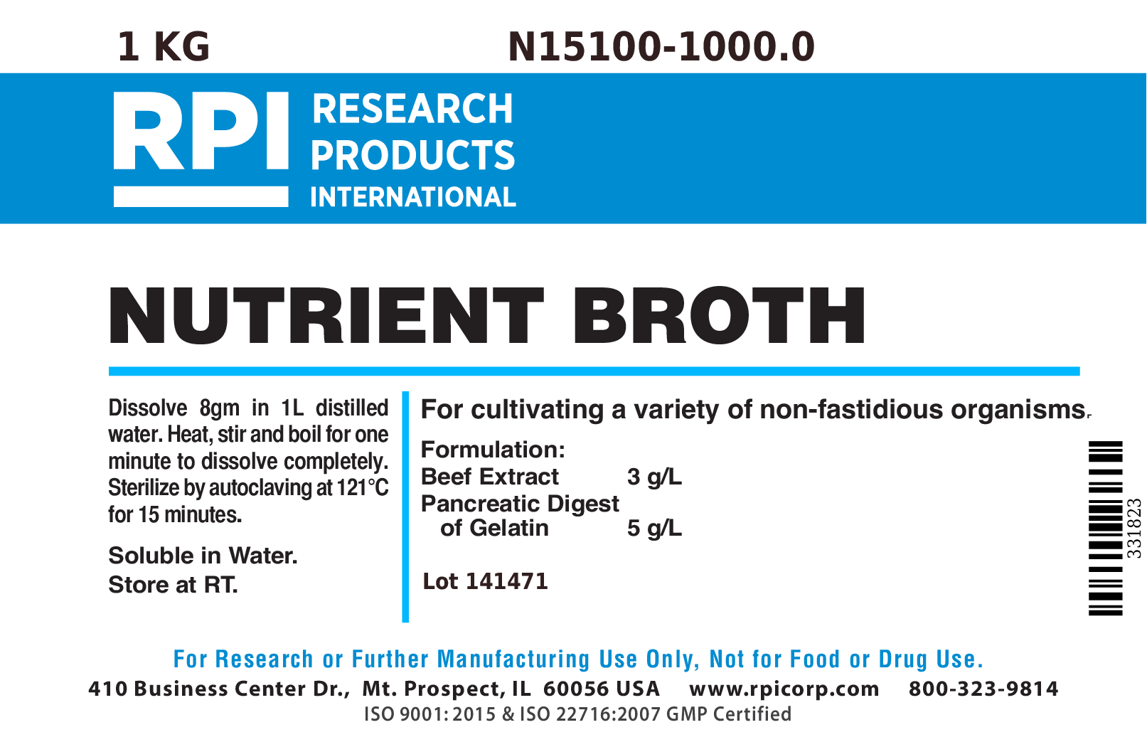 N15100-1000.0 - Nutrient Broth, 1 Kilogram