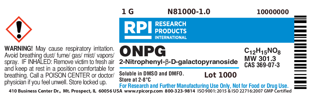 N81000-1.0 - [ONPG] 2-Nitrophenyl-β-D-Galactopyranoside, 1 Gram