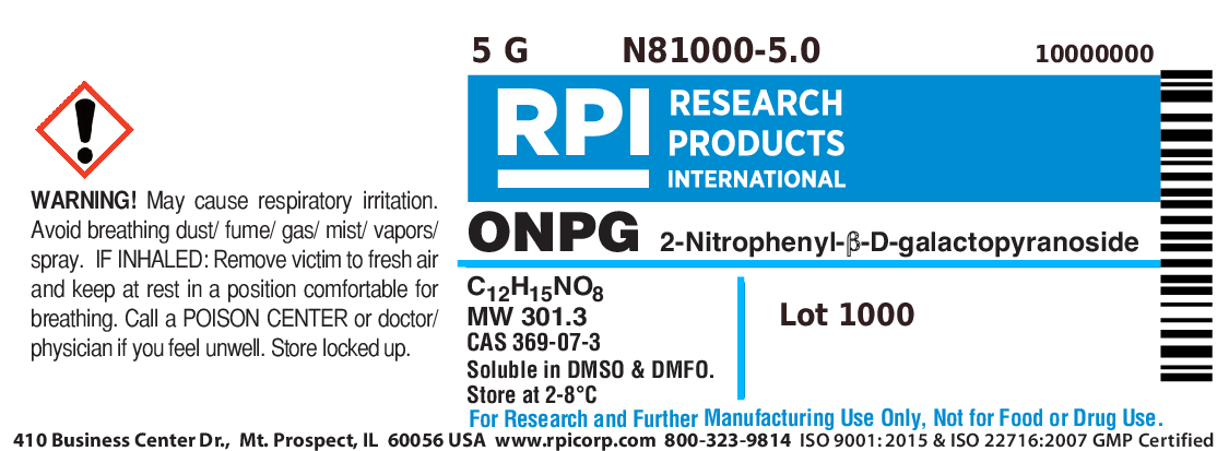 N81000-5.0 - [ONPG] 2-Nitrophenyl-β-D-Galactopyranoside, 5 Grams