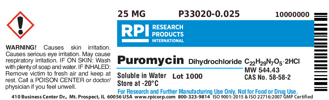 P33020-0.025 - Puromycin Dihydrochloride, 25 Milligrams