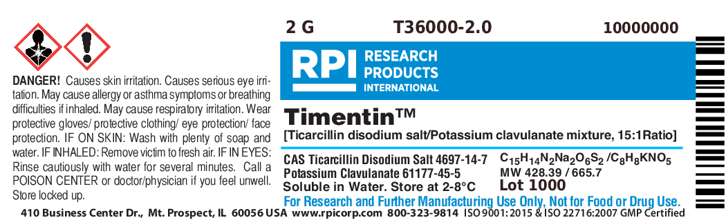 T36000-2.0 - Timentin [Ticarcillin Disodium Salt/Potassium Clavulanate ...