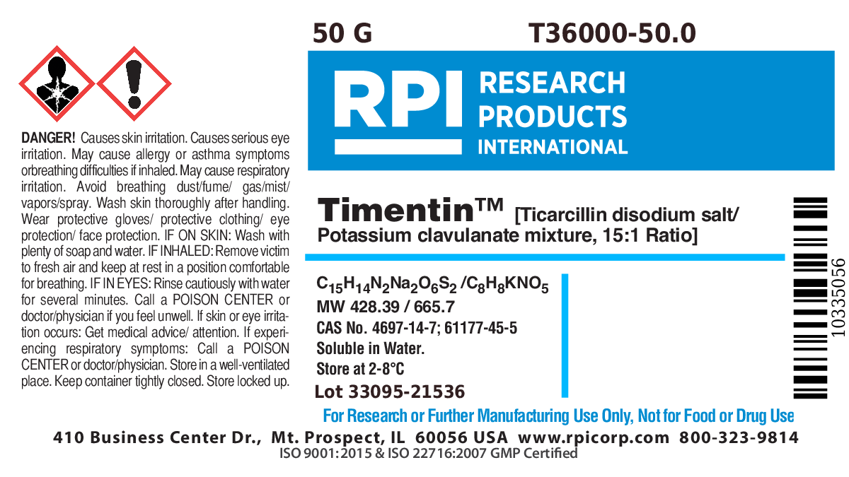 T36000-50.0 - Timentin [Ticarcillin Disodium Salt/Potassium Clavulanate ...