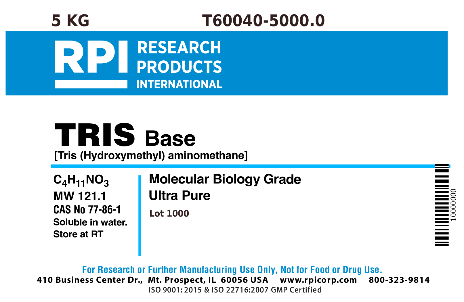 T60040-5000.0 - Tris Base Ultra Pure [Tris (Hydroxymethyl) Aminomethane ...