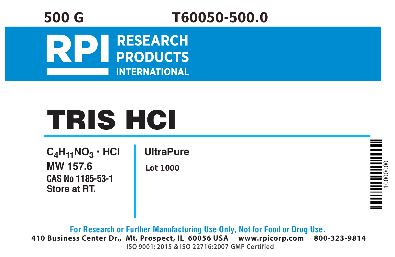 T60050-500.0 - TRIS Hydrochloride [Tris(hydroxymethyl) aminomethane HCl ...