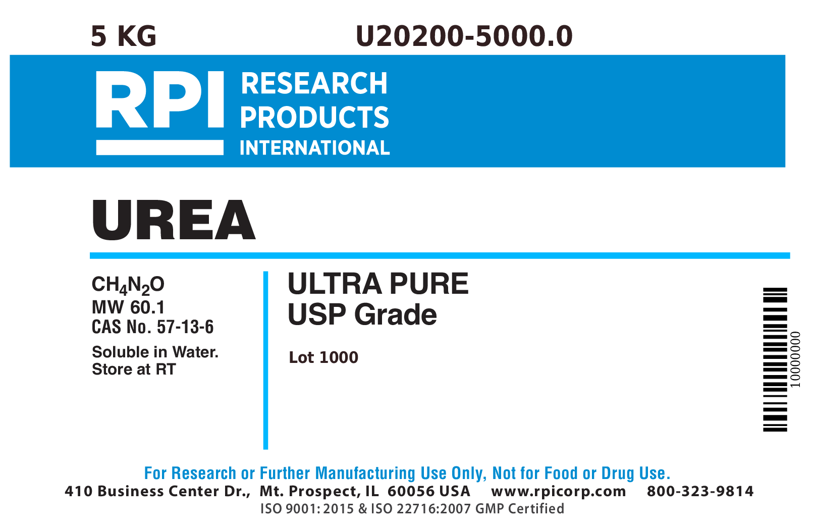 U20200-5000.0 - Urea, UltraPure (USP Grade), 5 Kilograms
