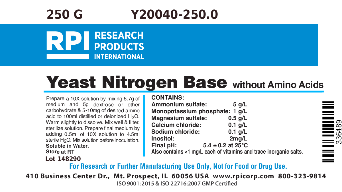Y20040-250.0 - Yeast Nitrogen Base without Amino Acids, 250 Grams