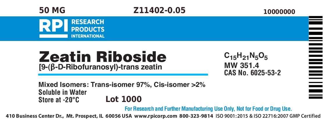 Z11402-0.05 - Zeatin Riboside [9-(B-D-Ribofuranosyl)-Trans-Zeatin], 50 ...