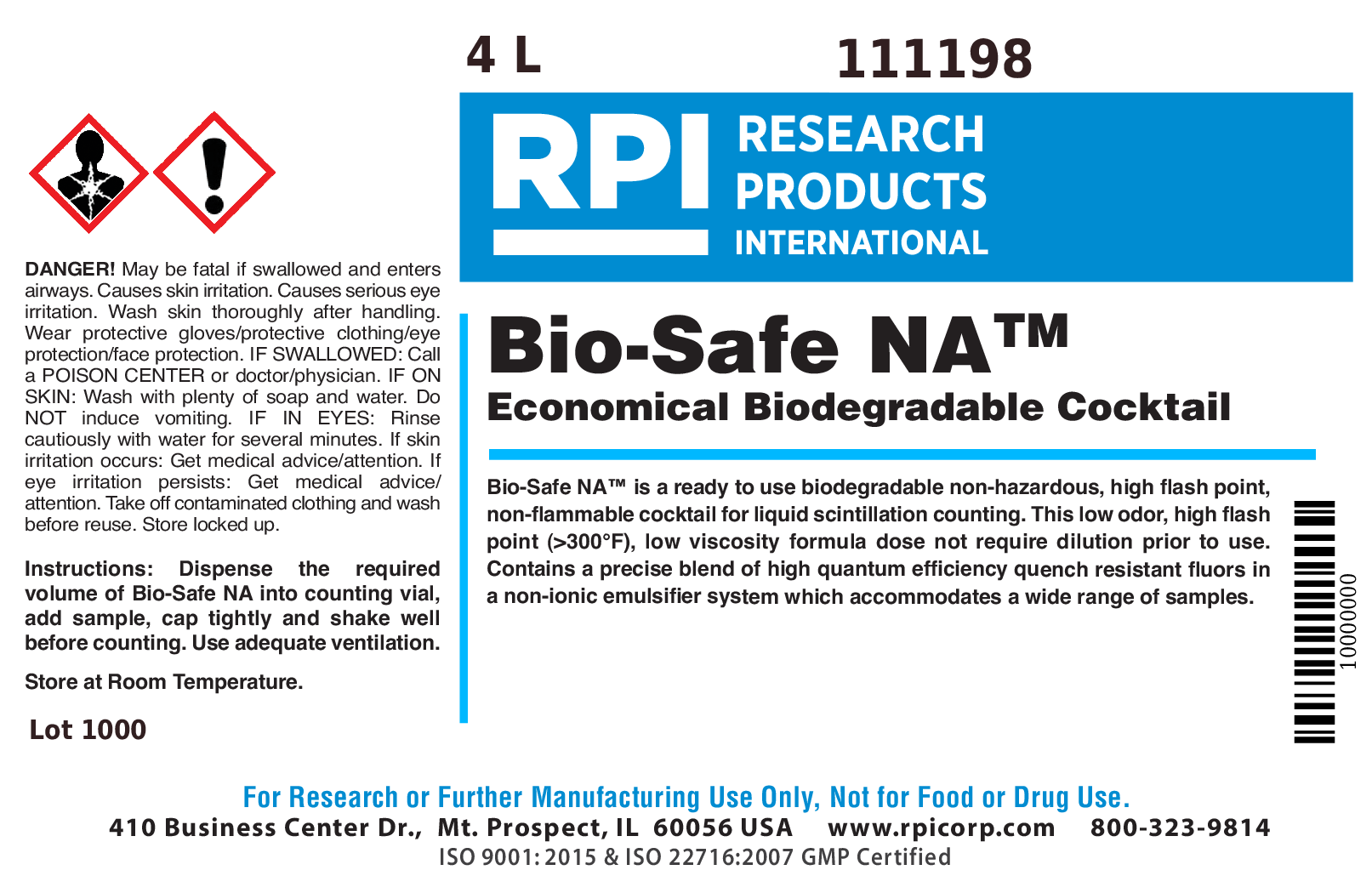 111198 - Bio-Safe NA Complete Counting Cocktail, 4 Liters
