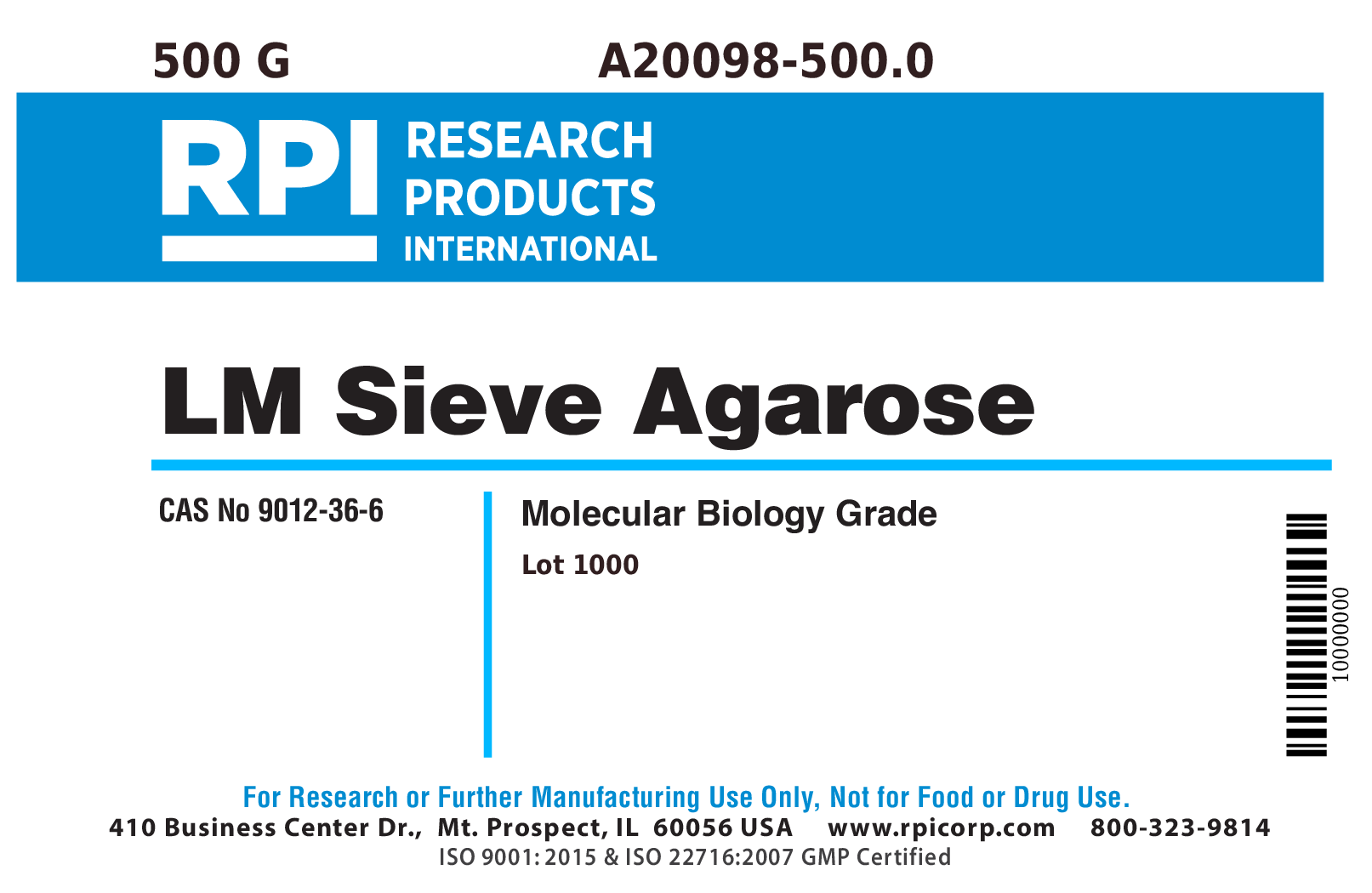 A20098-500.0 - LM Sieve Agarose, 500 Grams