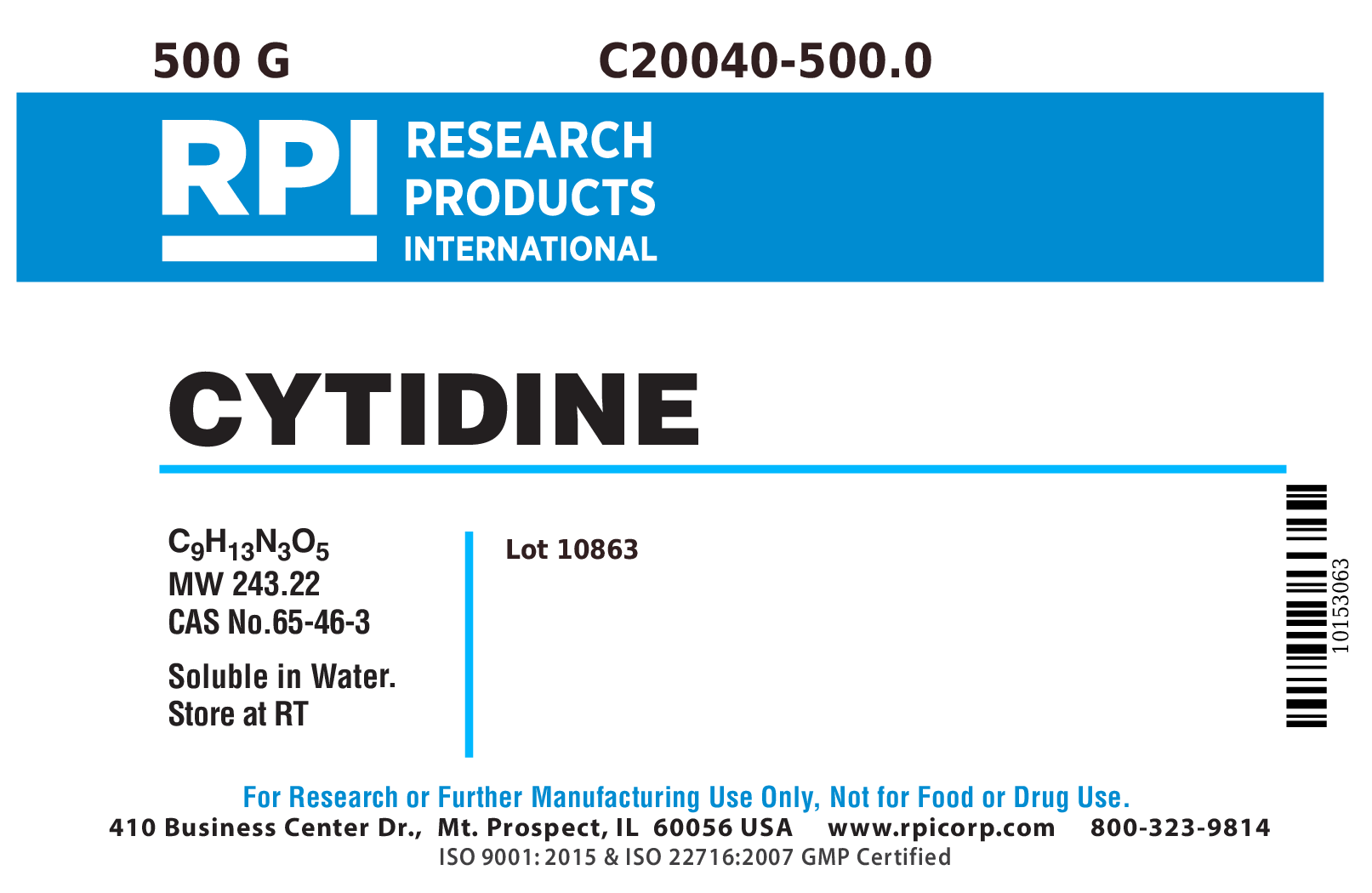 C20040-500.0 - Cytidine, 500 Grams