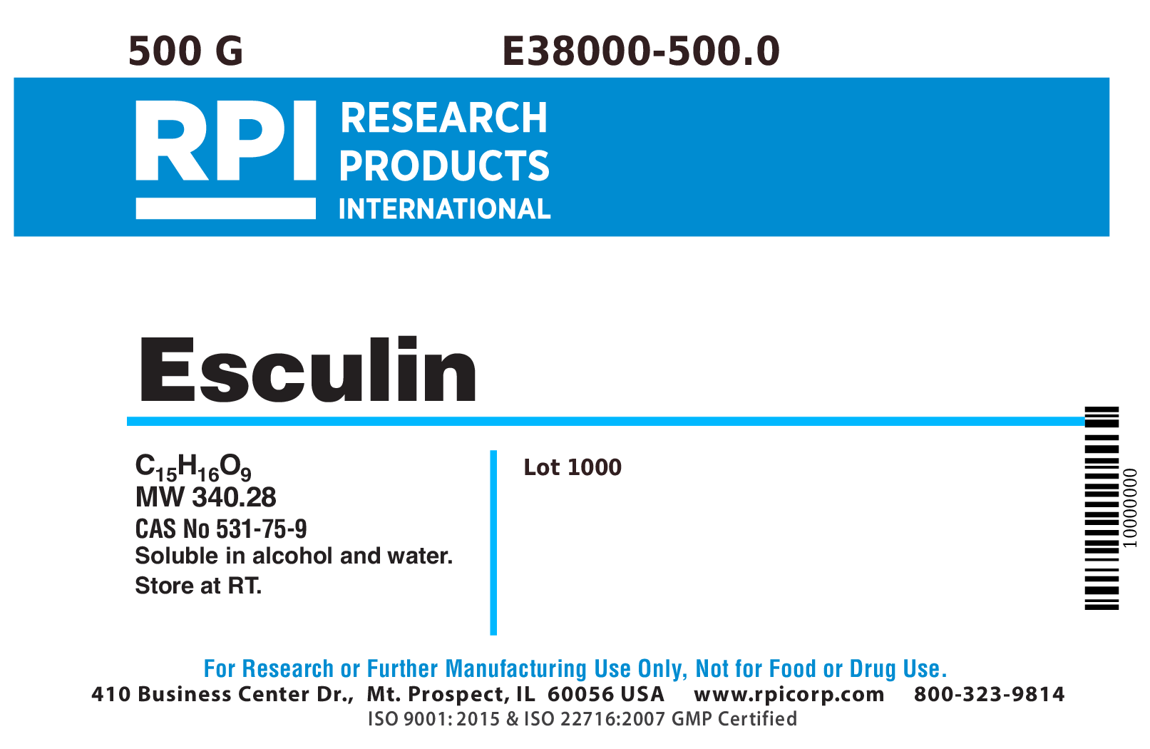 E38000-500.0 - Esculin, 500 Grams