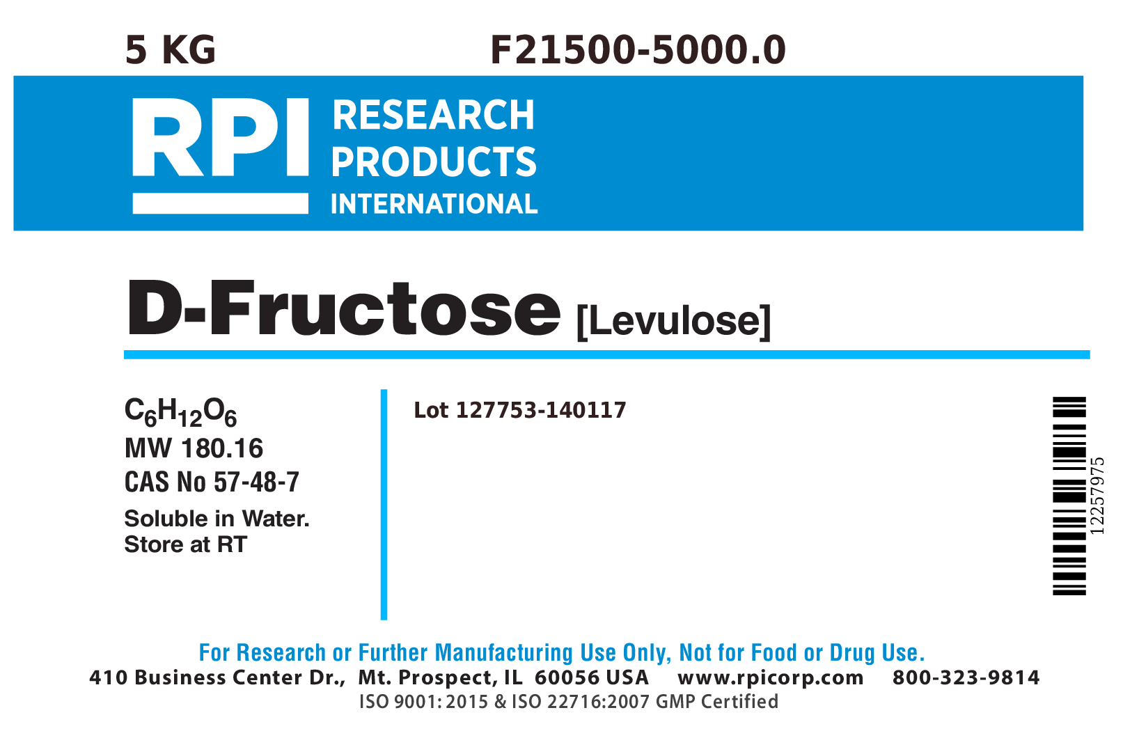 F21500-5000.0 - D-Fructose [Levulose], 5 Kilograms