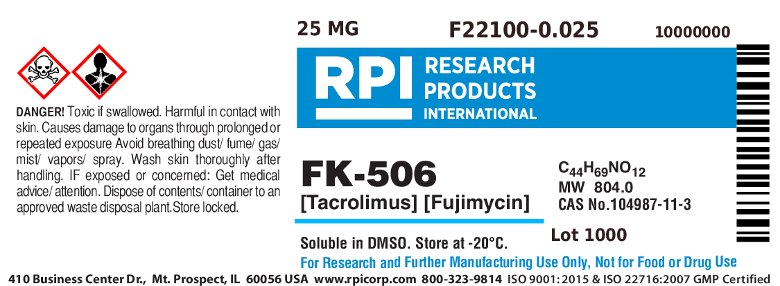 F22100-0.025 - FK-506 [Tacrolimus] [Fujimycin], 25 Milligrams