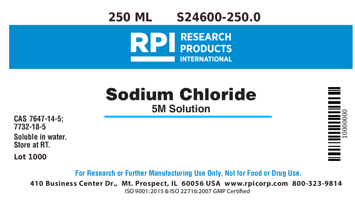 S24600-250.0 - Sodium Chloride 5M Solution, 250 Milliliters