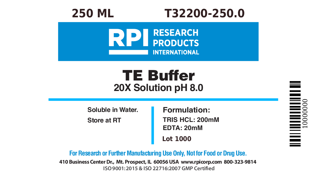 T32200-250.0 - TE Buffer 20X Solution pH 8.0, 250 Milliliters