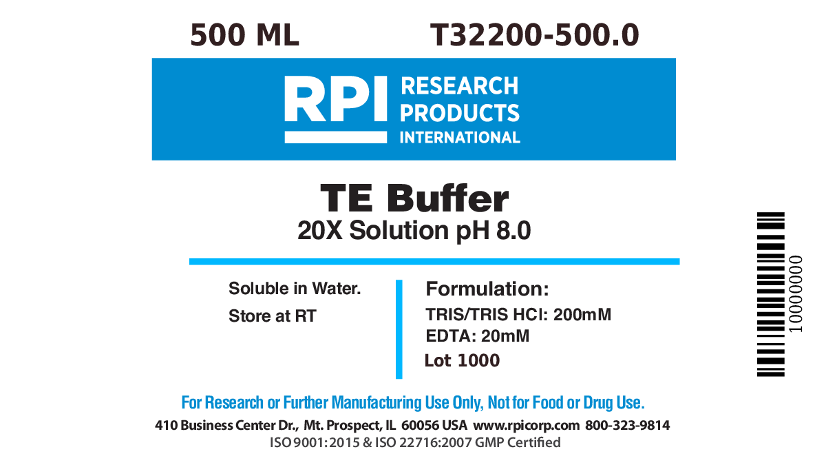 T32200-500.0 - TE Buffer 20X Solution pH 8.0, 500 Milliliters