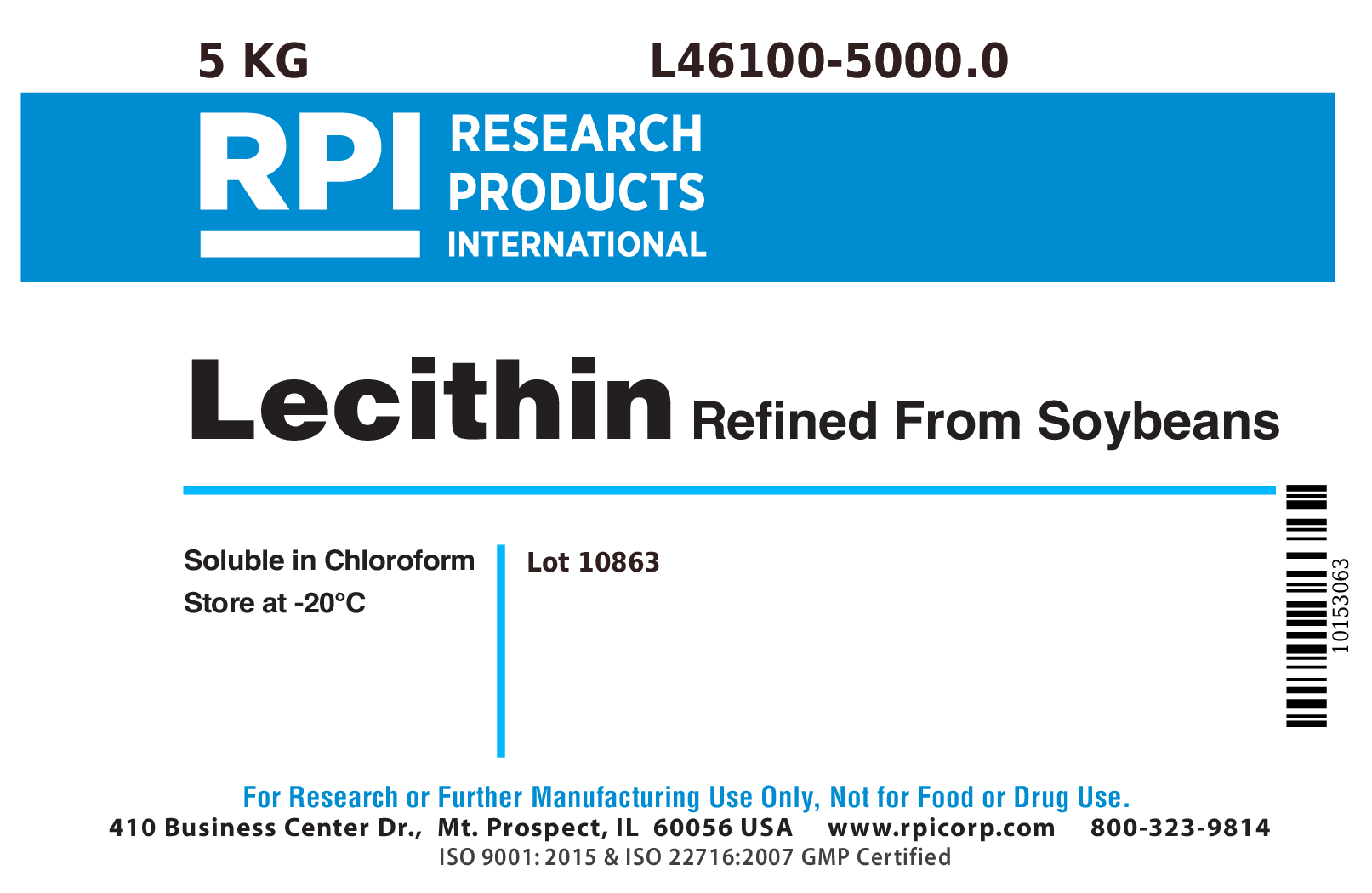 L46100-5000.0 - Lecithin, Refined From Soybeans, 5 Kilograms