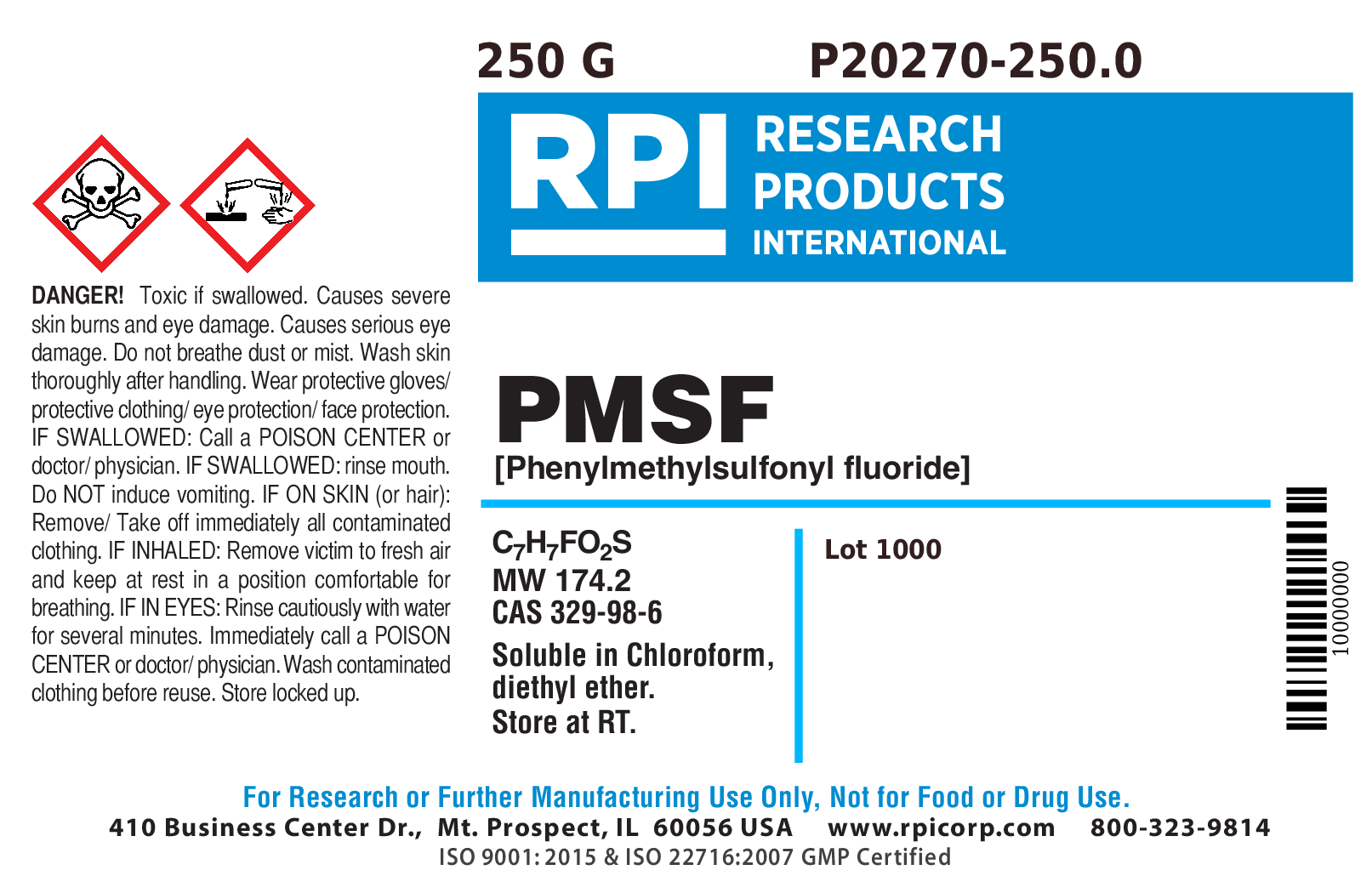 P20270-250.0 - PMSF [Phenylmethylsulfonyl fluoride], 250 Grams