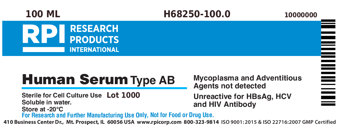 H68250-100.0 - Human Serum, Type AB, 100 Milliliters