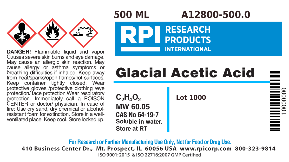 A12800-500.0 - Acetic Acid, Glacial, 500 Milliliters