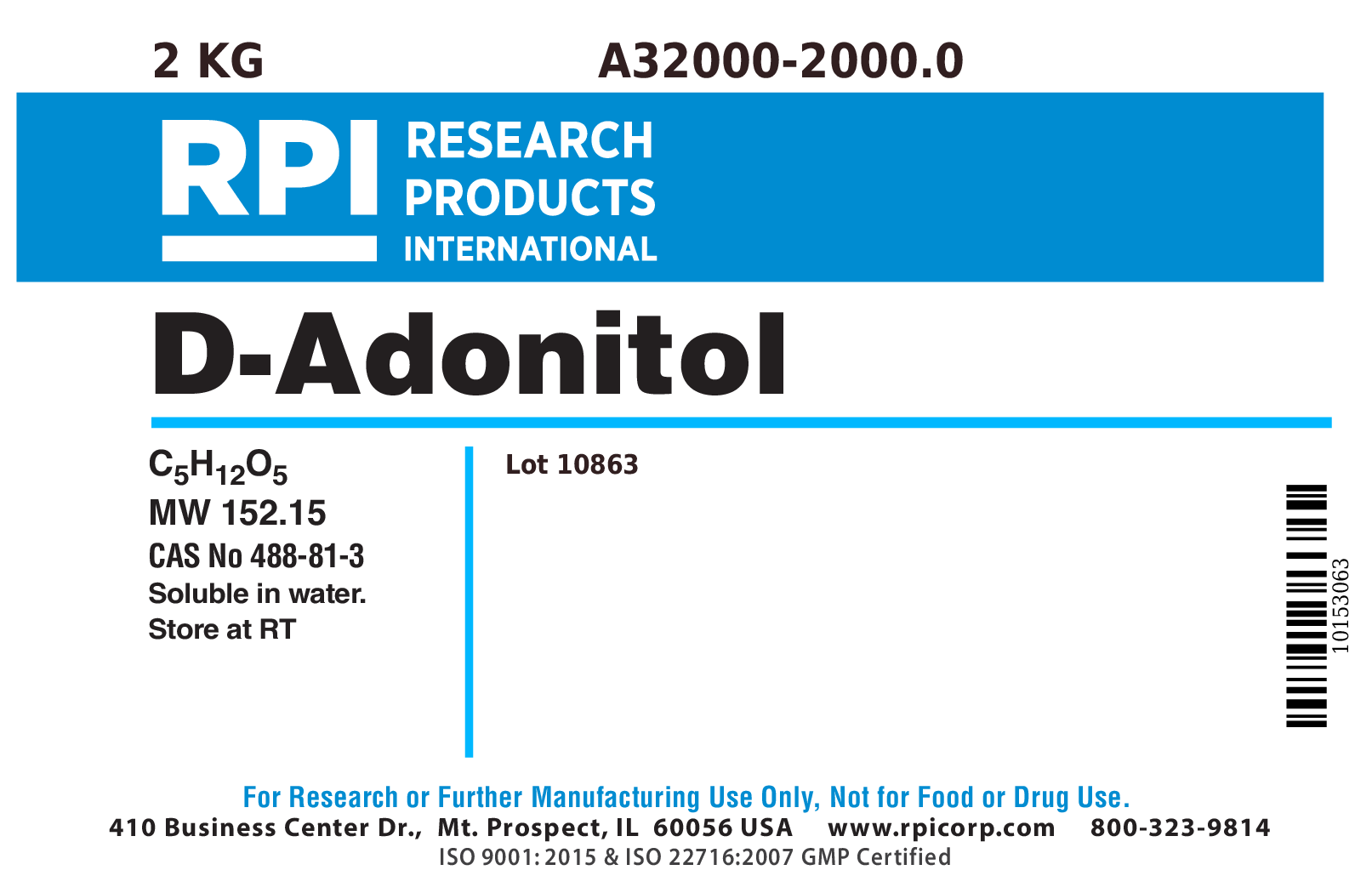 A32000-2000.0 - Adonitol [Ribitol] [Adonite], 2 Kilograms