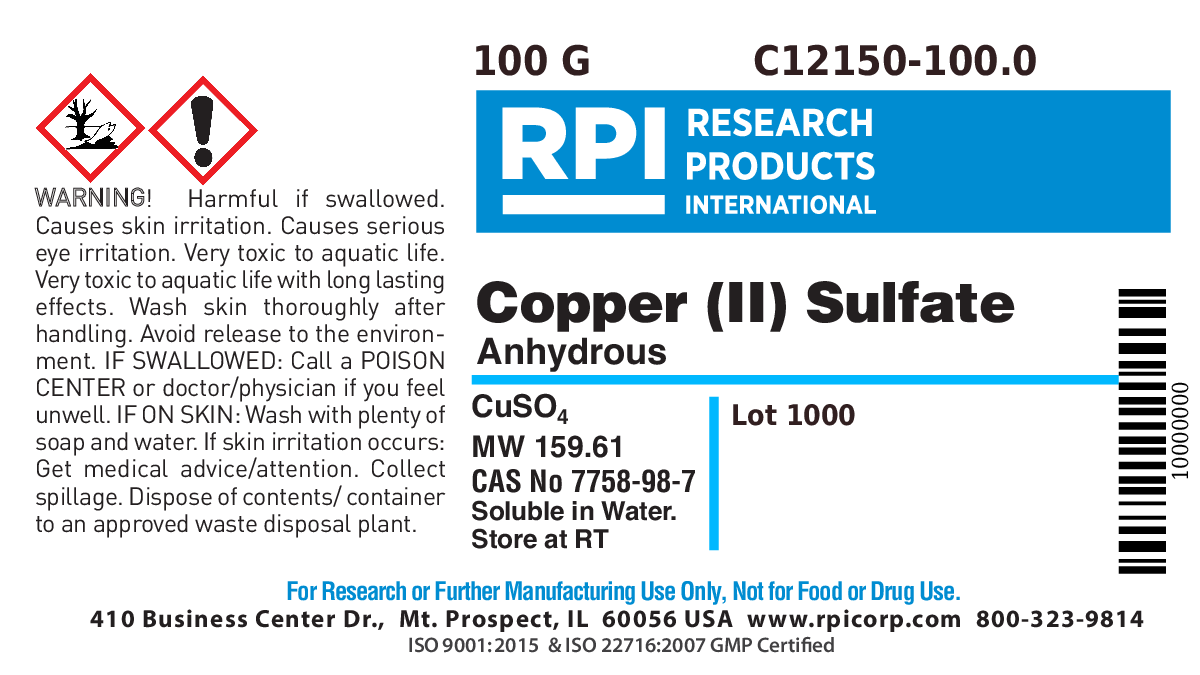 C12150-100.0 - Copper (II) Sulfate Anhydrous [Cupric Sulfate], 100 Grams