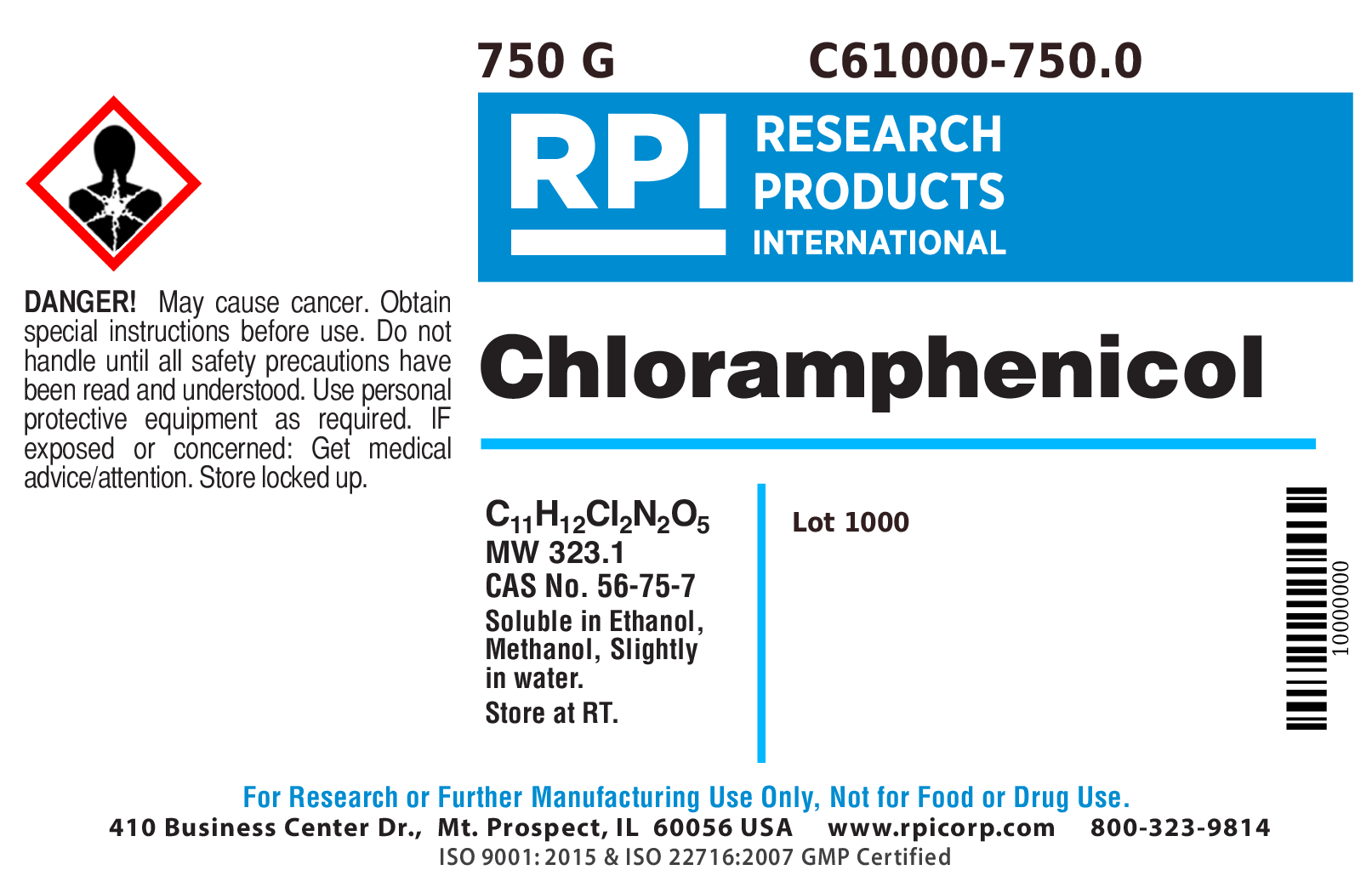 C61000-750.0 - Chloramphenicol, 750 Grams
