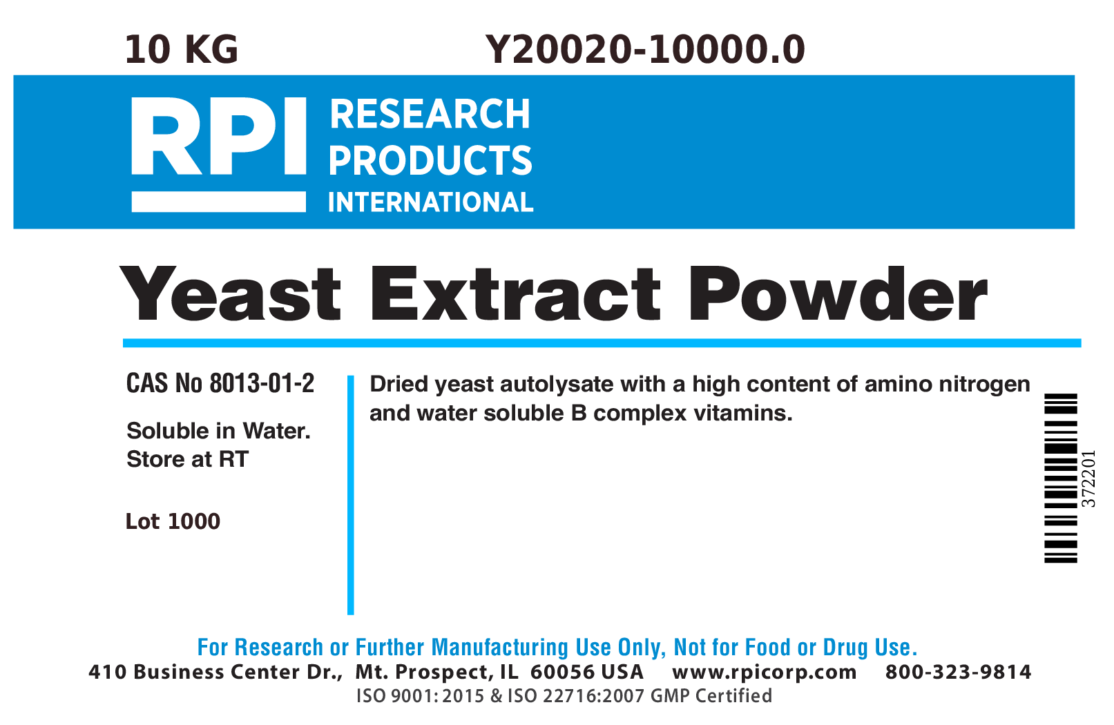 Y20020-10000.0 - Yeast Extract, Powder, 10 Kilograms