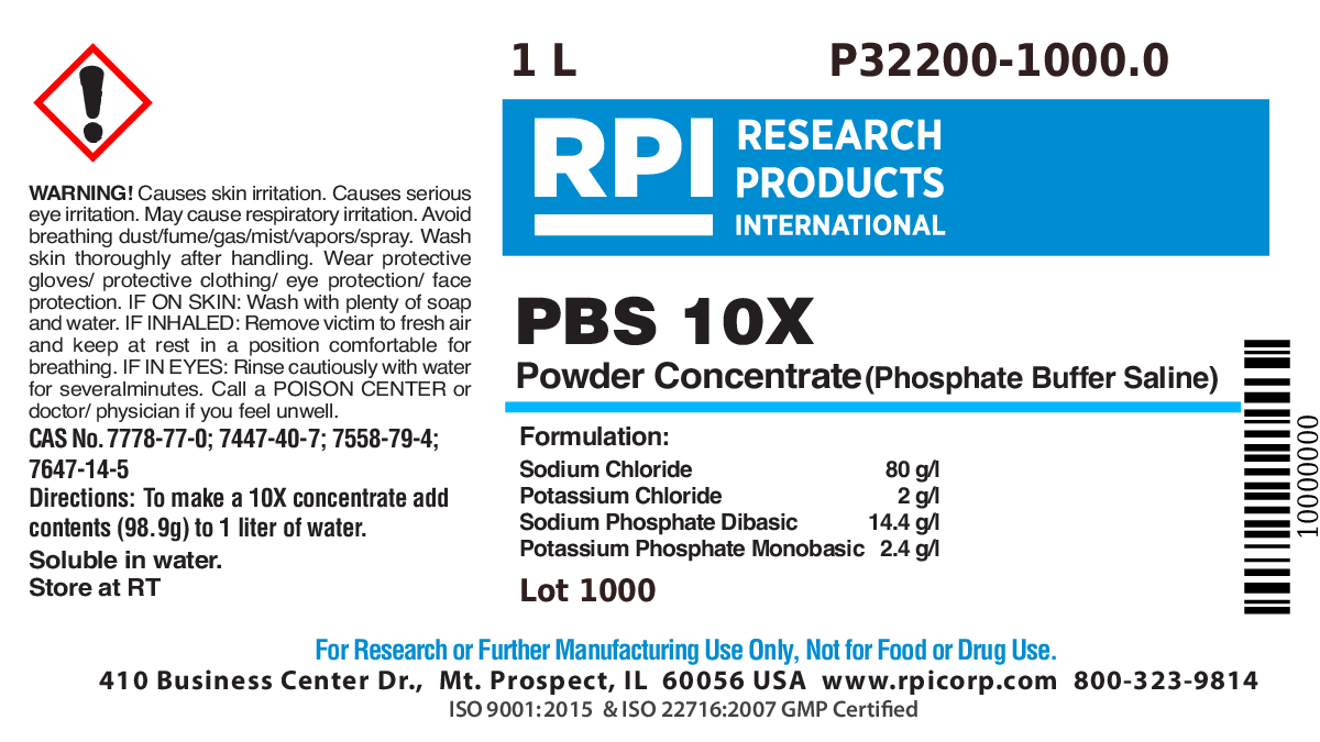 P32200-1000.0 - PBS [Phosphate Buffered Saline], 10X Powder Concentrate, White Granular Powder ...