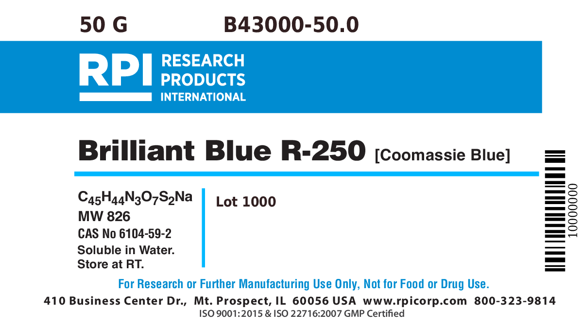 B43000-50.0 - Brilliant Blue R-250 [Coomassie Blue], 50 Grams